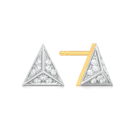 18KT Spangle Triangle Diamond Stud Earring | Melorra