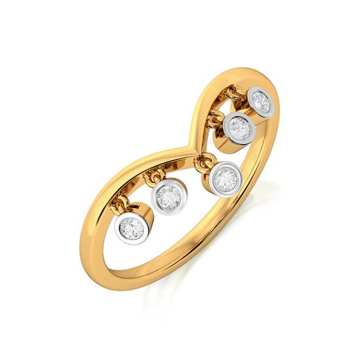 18KT Dangle Triangle Diamond Finger Ring | Melorra