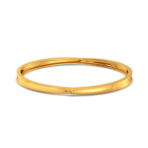 22KT Classic Clasps Gold Round Bangle | Melorra