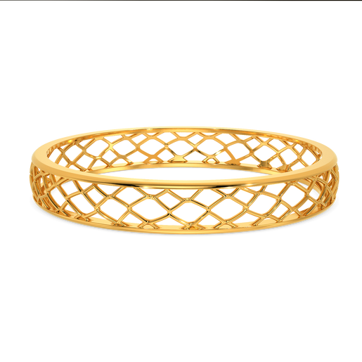 22KT Net Tone Gold Round Bangle | Melorra