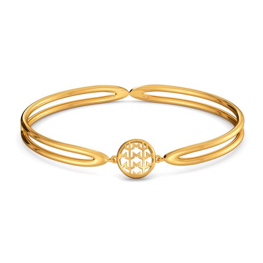 18KT Tweed Staples Gold Round Bangle | Melorra